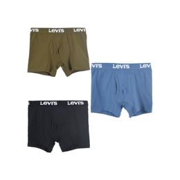 Boxershorts LEVI'S KIDS "BOXER BRIEF", Jungen, Gr. L (158/164), 3 Stk., bunt (schwarz, blau, gr&uuml;n), Obermaterial: 95% Baumwolle, 5% Elasthan, eng, Unterhosen, for BOYS