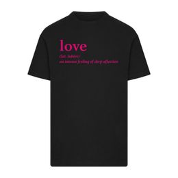 T-Shirt MisterTee "MisterTee Damen Love Definition T-Shirt Round Neck", Damen, Gr. M, schwarz, 100% Baumwolle, bedruckt, normal, Rundhals, Shirts T-Shirt