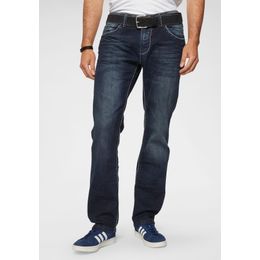 Straight-Jeans CAMP DAVID "NI:CO:R611", Herren, Gr. 30, L&auml;nge 34, blau (schwarz, used), Denim/Jeans, Obermaterial: 99% Baumwolle, 1% Elasthan, straight fit, Jeans Straight-Jeans, mit markanten Steppn&auml;hten