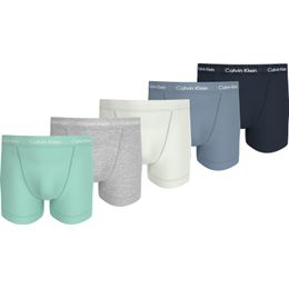 Trunk "TRUNK 5PK", Damen, Gr. XL (54), 5 Stk., shrn fd dnm cel tnt gry htr beau bl, Jersey, Obermaterial: 95% Baumwolle, 5% Elasthan, Calvin Klein Underwear, k&ouml;rpernah, Unterhosen, mit Logo-Elastikbund