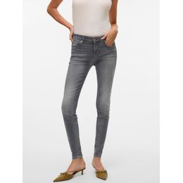 V&eacute;ro Moda Skinny-fit-Jeans VERO MODA "VMLUX MR SLIM JEANS", Damen, Gr. M (38), L&auml;nge 30, blau (medium grau denim), Denim/Jeans, Obermaterial: 92% Baumwolle, 6% Elastomultiester, 2% Elasthan, Basic, skinny fit, Jeans 5-Pocket-Jeans