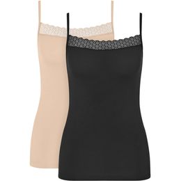 Spaghettitop Triumph "Feel of Modal", Damen, Gr. L, schwarz (schwarz combination), Obermaterial: 87% Modal, 13% Elasthan, h&uuml;ftbedeckend, eckiger Ausschnitt, Tops, weich, bequem, verstellbare Tr&auml;ger