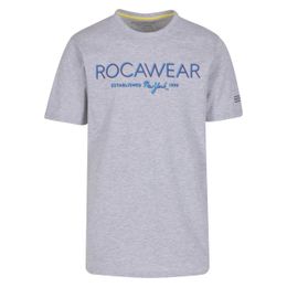T-Shirt Rocawear "Rocawear Herren Rocawear Neon T-Shirt", Damen, Gr. L, grau melange, 100% Baumwolle, bedruckt, normal, Rundhals, Shirts T-Shirt