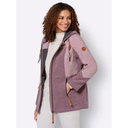 Strickfleecejacke Casual Looks, Damen, Gr. 36, lila (mauve), 100% Polyester, Webware:100% Polyester, unifarben, Jacken