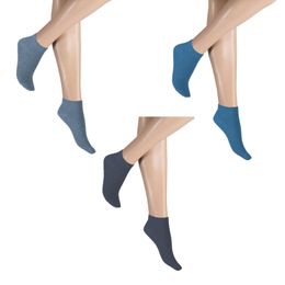 Hudson Damen Sneakersocken "Sneaker Simply&sup3; 3-Pack", Gr. 47, blau, Obermaterial: 80% Baumwolle CO. 18% Polyamid PA. 2% Elasthan EL., Socken