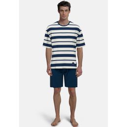 Shorty Tom Tailor "Kilkenny", Herren, Gr. 48S, blau, Single Jersey, Obermaterial: 100% Baumwolle, bequem kurz, Rundhals, Homewear-Sets Shorty, Streifendesign, Kurzarm, Rundhalsausschnitt, kurze Hose, weich