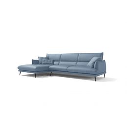 Ecksofa Egoitaliano, B:265cm H:90cm T:225cm, blau, Leder, Wohnzimmer, Sofas, "FUNNY, hochwertiges & aktuelles Design, bequeme Rückenlehne, L-Form",