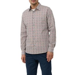 Langarmhemd s.Oliver, Herren, Gr. XL, N-Gr, wei&szlig; rot aop, Web, Obermaterial: 97% Baumwolle, 3% Elasthan, bedruckt, slim fit taillenbedeckt, Manschette, Hemden, mit Kontrast-Details
