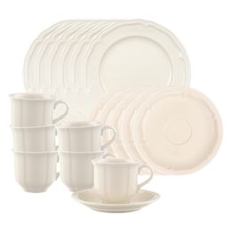 Villeroy & Boch VILLEROY & BOCH Geschirr-Set "Kaffeeservice Manoir 18er Set weiß"weiß, Geschirr-Sets