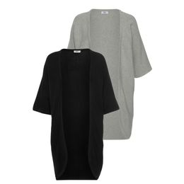 Longstrickjacke Flashlights, Damen, Gr. 36/38, schwarz, Strick, Obermaterial: 50% Baumwolle, 50% Polyacryl. Obermaterial Melange: 100% Baumwolle, unifarben, Basic, figurumspielend Po-bedeckend, tiefer V-Ausschnitt, Fledermaus&auml;rmel, Strickjacken Longstrickjacke, in offener Form und 3/4 &Auml;rmeln - im Set