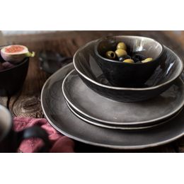 M&auml;ser M&Auml;SER Servierplatte "Niara Organic, Servierplatten-Set, Steinzeug", grau, Servierplatten