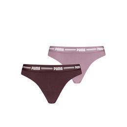 String Puma "Puma WOMEN STRING 2P", Damen, Gr. XL, rot (ruby shimmer), Obermaterial: 57% Baumwolle, 38% Modal, 5% Elasthan, eng, Unterhosen String, mit schmalem elastischem Logob&uuml;ndchen