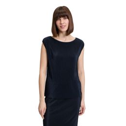 BETTY & CO Blusentop BETTY & CO "Damen mit Plissee", Damen, Gr. 38, blau (dunkelblau), Obermaterial: 100% Polyester, figurumspielend normal, Rundhals, Blusen Blusentop