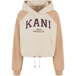 Karl Kani Damen Kapuzenpullover "Karl Kani Damen KW224-005-2 KK Serif Crop Raglan Hoodie"cream, sand, Gr. XL, mehrfarbig, 80% Baumwolle, 20%