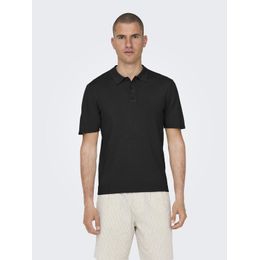 Only & Sons Poloshirt ONLY & SONS "ONSWYLER LIFE REG 14 SS POLO KNIT NOOS", Herren, Gr. XXL, schwarz, Strick, Obermaterial: 78% Viskose, 22% Polyester, unifarben, regular fit, Shirts