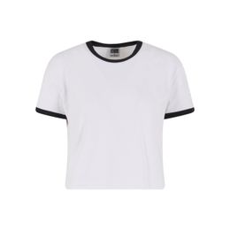 T-Shirt Urban Classics "Urban Classics Ladies Contrast Retro T-Shirt", Damen, Gr. 4XL, wei&szlig;, schwarz, 95% Baumwolle, 5% Elasthan, unifarben, loose fit, Rundhals, Shirts T-Shirt
