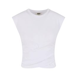 T-Shirt Urban Classics "Urban Classics Ladies Cropped Wrapped Top", Damen, Gr. L, weiß, 95% Baumwolle, 5% Elasthan, unifarben, slim fit, Rundhals, Shirts T-Shirt