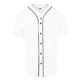 T-Shirt Urban Classics "Urban Classics Herren Baseball Mesh Jersey", Damen, Gr. L, weiß, schwarz, 100% Polyester, unifarben, loose fit, V-Ausschnitt, Shirts T-Shirt