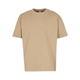T-Shirt Urban Classics "Urban Classics Rib Cuff Tee", Damen, Gr. M, unionbeige, 100% Baumwolle, unifarben, loose fit, Rundhals, Shirts T-Shirt
