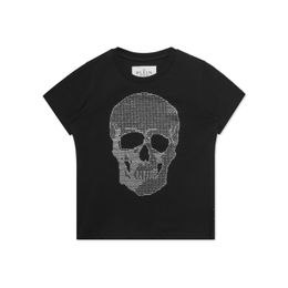 T-Shirt Philipp Plein "Skull Mit Schmucksteinen", Jungen, Gr. 14, 02, schwarz, Obermaterial: 100% Baumwolle, Shirts T-Shirt