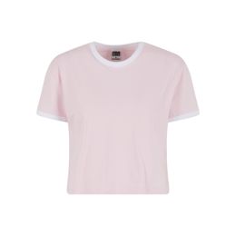 Urban Classics Damen T-Shirt "Urban Classics Ladies Contrast Retro T-Shirt"blushedrose, wei&szlig;, Gr. XXL, unifarben, 95% Baumwolle, 5% Elasthan, Shirts