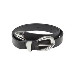 Synthetikg&uuml;rtel Urban Classics "Urban Classics Chunky Buckle Loop Synthetic Leather Belt", Damen, Gr. L/XL, schwarz, silber, 100% Polyurethan, G&uuml;rtel