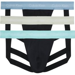 Damen String "JOCK STRAP 3PK", Calvin Klein Underwear, Gr. Mb, fad dnm, cdon tint, beau bl wbs, Jersey, Obermaterial: 95% Baumwolle, 5% Elasthan,