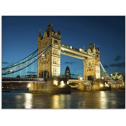 Glasbild Artland, B:60cm H:45cm, blau, K&uuml;che, Bilder, "Tower Bridge Abendd&auml;mmerung London", in verschiedenen Gr&ouml;&szlig;en