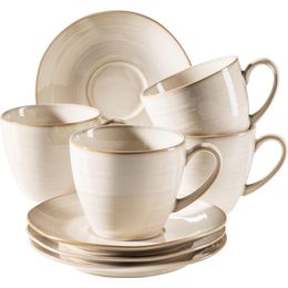 Mäser MÄSER Tasse "NOTTINGHAM, Kaffeetassenset, Keramik", Ø 9cm x 7,5cm, 220ml, 8 Stk.beige, Trinkgefäße
