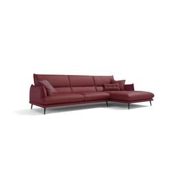 Ecksofa Egoitaliano, B:265cm H:90cm T:225cm, rot, Leder, Wohnzimmer, Sofas, "FUNNY, hochwertiges & aktuelles Design, bequeme Rückenlehne, L-Form",