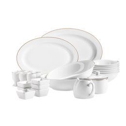 Mäser MÄSER Geschirr-Set "PROFESSIONAL DINING, Zubehör-Set, Porzellan", 24 Stk.weiß mit goldrand, Geschirr-Sets