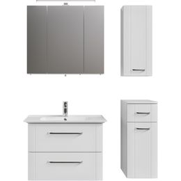 Badm&ouml;bel-Set SAPHIR, B:80cm H:57,4cm T:46,8cm, wei&szlig;, Spanplatte, Kastenm&ouml;bel-Sets, "Serie 3006 4-teilig Keramik-Waschtisch mit Spiegelschrank",