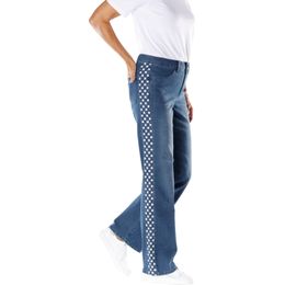 Damen Jeans mit Lochstickerei blue-stone-washed, Gr&ouml;&szlig;e 40