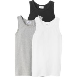 bonprix Jungen Unterhemd, Gr. 128, wei&szlig;, Jersey, Obermaterial: 100% Baumwolle, unifarben, Unterhemden, aus reiner Baumwolle, Dreierpack