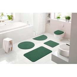 Badematte Grund, H:27mm, gr&uuml;n, Kunstfaser, Badematten, "Melos, Badvorleger, Badezimmer Teppich, sehr weich", melierte Optik, sehr weicher Flor,