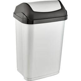 keeeper M&uuml;lleimer "swantje, 2er Set, Abfallbeh&auml;lter mit Schwingdeckel", B/H/T: 33,5cm x 25,5cm x 53,5cm, 25 l, wei&szlig;, K&uuml;che, M&uuml;lleimer, Deckel
