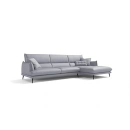 Ecksofa Egoitaliano, B:265cm H:90cm T:225cm, grau, Leder, Wohnzimmer, Sofas, "FUNNY, hochwertiges & aktuelles Design, bequeme Rückenlehne, L-Form",