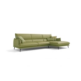 Ecksofa Egoitaliano, B:265cm H:90cm T:225cm, gr&uuml;n, Leder, Wohnzimmer, Sofas, "FUNNY, hochwertiges & aktuelles Design, bequeme R&uuml;ckenlehne, L-Form",