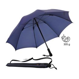 Euroschirm Damen Stockregenschirm "Swing", blau, Bezug: 100% Polyamid, uni, Regenschirme, geringes Gewicht, mit Schultertragegurt an der H&uuml;lle