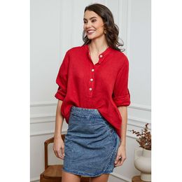 La Compagnie Du Lin Leinen-Bluse "Jimenez" in Rot - 77% | Gr&ouml;&szlig;e L | Damen-blusen