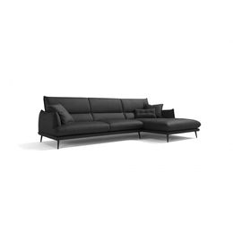 Ecksofa Egoitaliano, B:265cm H:90cm T:225cm, schwarz, Leder, Wohnzimmer, Sofas, "FUNNY, hochwertiges & aktuelles Design, bequeme Rückenlehne,