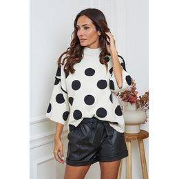 So Cachemire Pullover "Fuzia" in Schwarz/ Wei&szlig; - 76% | Gr&ouml;&szlig;e L | Damen-pullover-cardigans