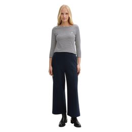 Tom Tailor Longsleeve in Wei&szlig;/ Dunkelblau - 53% | Gr&ouml;&szlig;e M | Damen-tops
