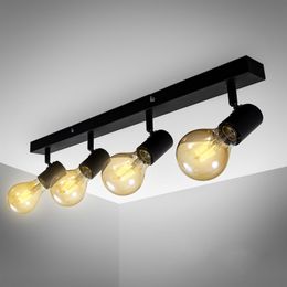 B.K.LICHT LED Deckenspots, 4, H: 11cm, schwarz, Leuchten, LED Vintage Deckenlampe Retro Deckenleuchte schwarz Industrie E27