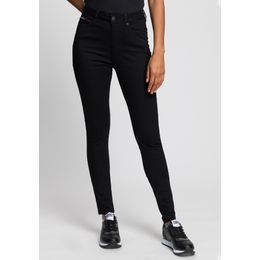 Tommy Jeans Damen Skinny-fit-Jeans "SYLVIA HR SUPER SKNY", schwarz, Gr. 24, unifarben, Denim/Jeans, Obermaterial: 90% Baumwolle, 8% Elastomultiester,