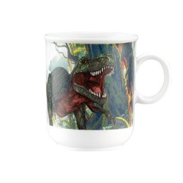 Becher Seltmann Weiden "Becher mit Henkel 0,25 l", bunt, B:10,5cm H:9cm &Oslash;:7,5cm, Porzellan, Trinkgef&auml;&szlig;e, Becher, Becher mit Dino - Design