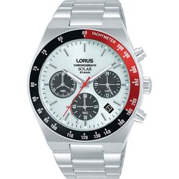 Lorus Damen Chronograph, silber, Armbanduhren, Armbanduhr, Solar, Herrenuhr, Edelstahlarmband, Datum, Stoppfunktion