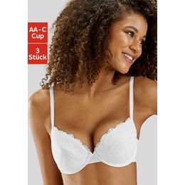 Petite Fleur Damen Push-up-BH, Gr. 70, weiß, Spitze, Obermaterial: 79% Polyester, 12% Baumwolle, 6% Polyamid, 3% Elasthan, BHs, mit Bügel im