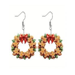 Adelia&acute;s ADELIA ́S Damen Paar Ohrh&auml;nger "Weihnachtsschmuck Ohrringe Ohrh&auml;nger Weihnachtskranz aus Acryl", Damen, Acryl, bunt, Acryl, Ohrringe,