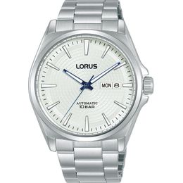 Lorus Kinder Automatikuhrsilberfarben, weiß, Armbanduhren, Armbanduhr, Herrenuhr, Mechanische Uhr, Edelstahlarmband, analog, Tag